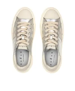 Hogan Sneakers With 'h' Logo And Lace-up Closure - Silver