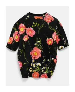 Balenciaga Floral Print Short Sleeve Knit Top