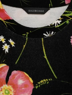 Balenciaga Floral Print Short Sleeve Knit Top