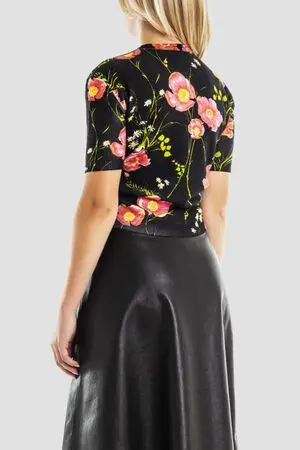 Balenciaga Floral Print Short Sleeve Knit Top