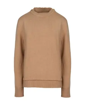 MAISON MARGIELA Ribbed Crew Neck Sweater With Elbow Patches - Nude