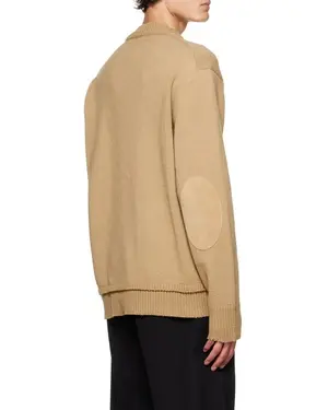 MAISON MARGIELA Ribbed Crew Neck Sweater With Elbow Patches - Nude