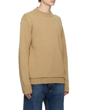 MAISON MARGIELA Ribbed Crew Neck Sweater With Elbow Patches - Nude
