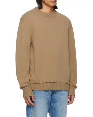MAISON MARGIELA Ribbed Crew Neck Sweater With Elbow Patches - Nude