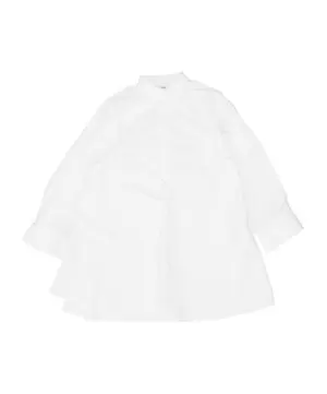 Celine Collared Dress With Curved Hem - White