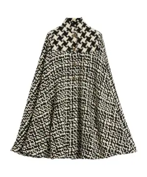Valentino Garavani Houndstooth Pattern Cape - Black