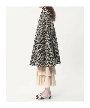 Valentino Garavani Houndstooth Pattern Cape - Black