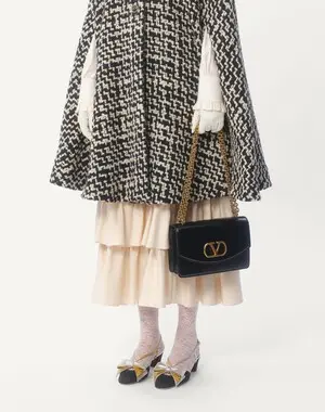 Valentino Garavani Houndstooth Pattern Cape - Black