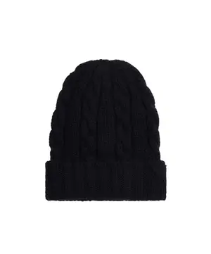 Prada Knitted Beanie With Turn-up Brim - Black