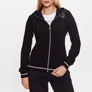 EA7 Full Zip Hoodie With Ribbed Trim