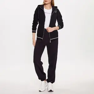 EA7 Full Zip Hoodie With Ribbed Trim