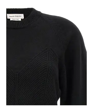 Alexander McQueen Chevron Corset Crewneck Jumper - Black