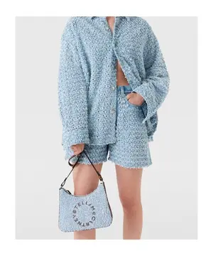 Stella McCartney Mid-rise Denim Bouclé Shorts - Light Blue