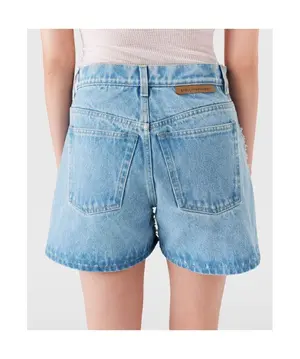 Stella McCartney Mid-rise Denim Bouclé Shorts - Light Blue