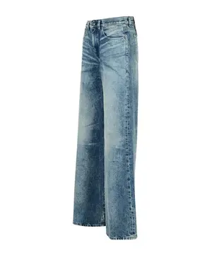 DIESEL® Logo Patch Wide-leg Jeans - Lightblue