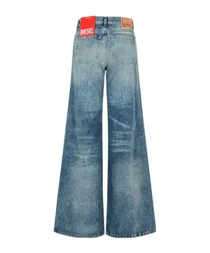 DIESEL® Logo Patch Wide-leg Jeans - Lightblue