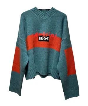 Martine Rose Oversized Colorblocked V-neck Sweater - Green Rust