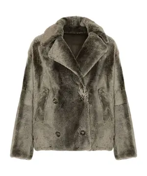YVES SALOMON Double-breasted Faux Fur Jacket - No