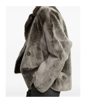 YVES SALOMON Double-breasted Faux Fur Jacket - No