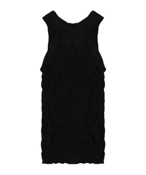 TOTEME Crinkled Knit Tank Top - Black