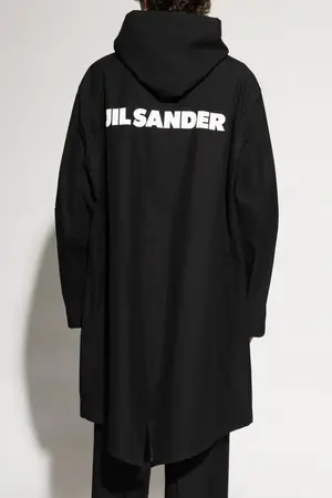 JIL SANDER Logo Hooded Parka - Black