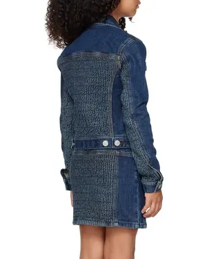 DIESEL® Long-sleeved Zip-up Denim Jacket With Pleated Details