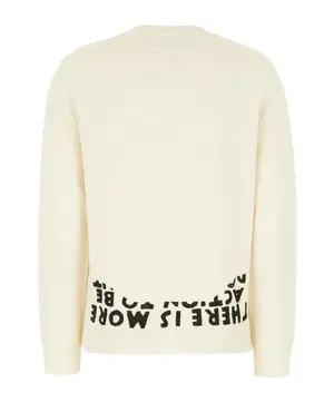 MAISON MARGIELA Lettering-print V-neck Wool Sweater