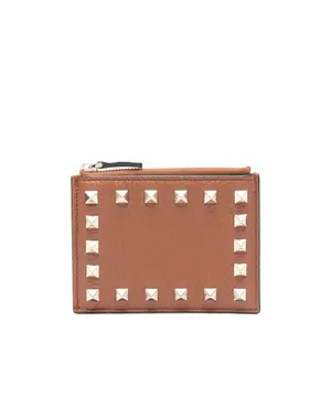 Valentino Garavani Studded Zip Cardholder - Brown