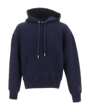 AMI Paris Long-sleeved Drawstring Hoodie - Blue