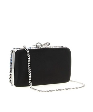 SELF-PORTRAIT Crystal-decorated Mini Clutch - Black