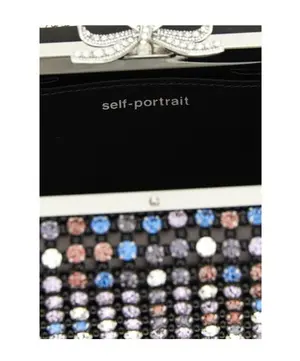 SELF-PORTRAIT Crystal-decorated Mini Clutch - Black
