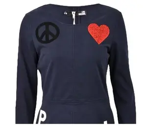 Moschino Long Sleeve Dress With Logo And Heart Appliqu