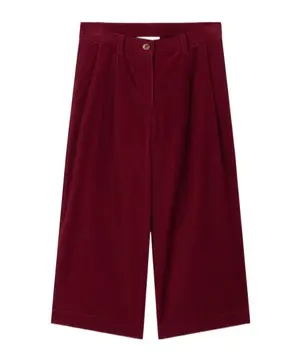 Bonpoint Javey Cherry-embroidered Wide-leg Corduroy Pants