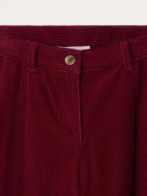 Bonpoint Javey Cherry-embroidered Wide-leg Corduroy Pants