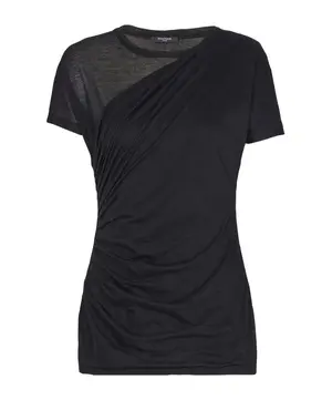 Balmain Gathered Crewneck T-shirt - Black