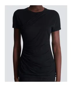 Balmain Gathered Crewneck T-shirt - Black