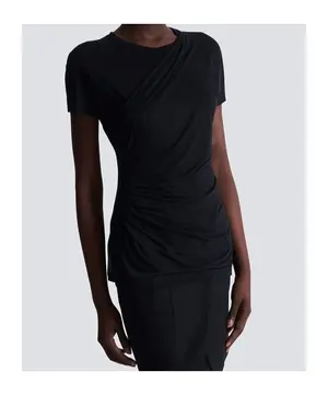Balmain Gathered Crewneck T-shirt - Black