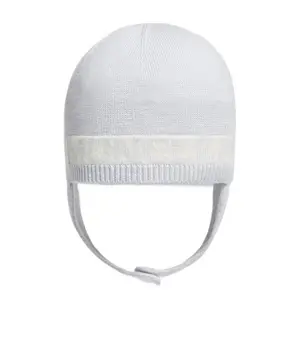 Moncler Wool Beanie With Earflaps And Jacquard Logo - Light Blue