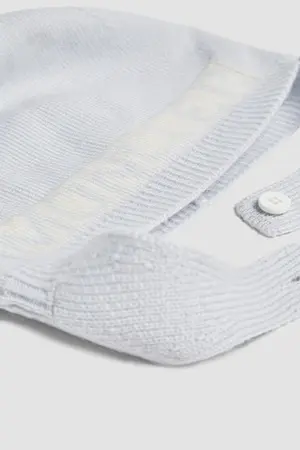 Moncler Wool Beanie With Earflaps And Jacquard Logo - Light Blue