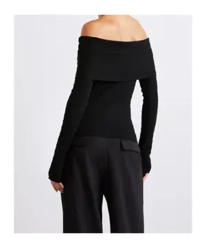 Marella Viscose Blend Cowl Neck Off-the-shoulder Sweater - Black