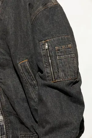 DIESEL® Zip-up Bomber Jacket With Buckle Pockets - Black
