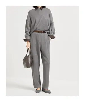 Brunello Cucinelli Elasticated Waist Ribbed Trousers
