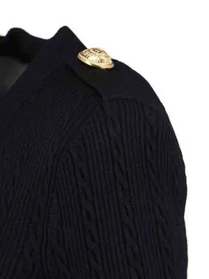 Balmain V-neck Long Sleeve Knitted Cardigan - Black