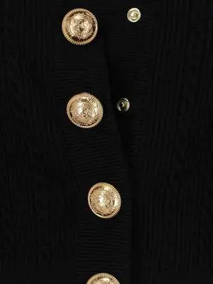 Balmain V-neck Long Sleeve Knitted Cardigan - Black