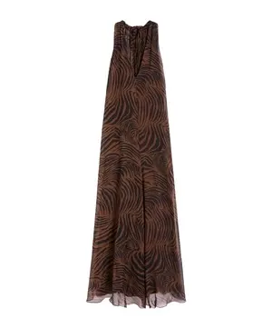 Max Mara Zebra Print Halterneck Maxi Dress