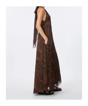 Max Mara Zebra Print Halterneck Maxi Dress