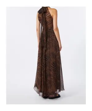Max Mara Zebra Print Halterneck Maxi Dress