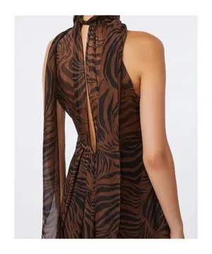 Max Mara Zebra Print Halterneck Maxi Dress
