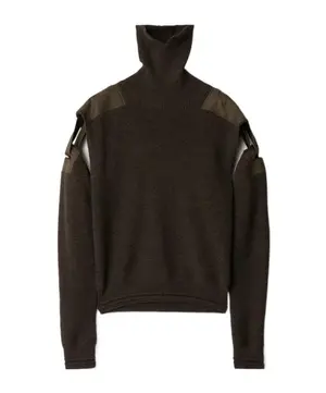Burberry Detachable-sleeve Roll-neck Knitted Jumper - Black