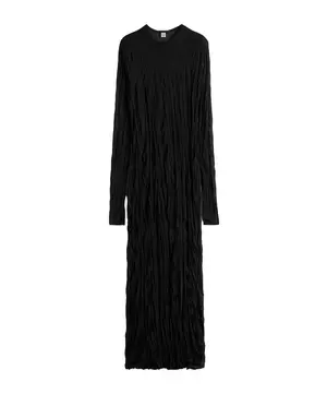 TOTEME Crinkled Long-sleeve Maxi Dress - Black